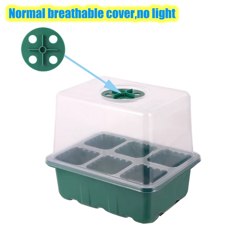 LED Grow Light 6/12 Holes Seed Starter Trays Plant Grow Box Seedling T ...