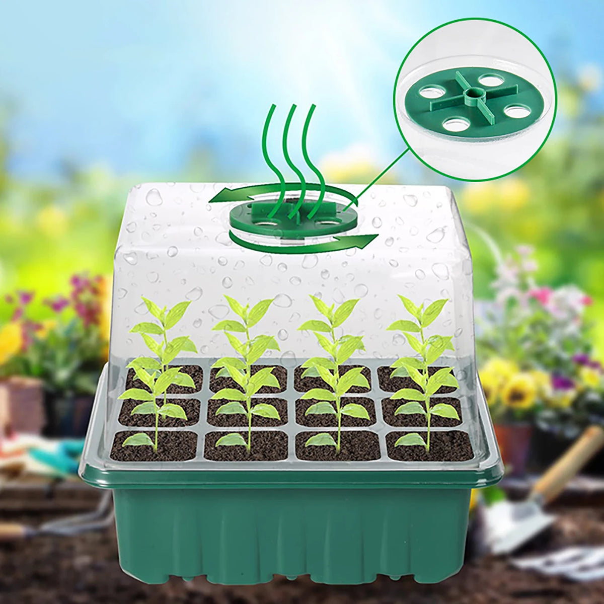 LED Grow Light 6/12 Holes Seed Starter Trays Plant Grow Box Seedling T ...