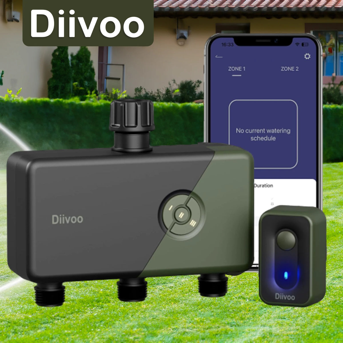Diivoo WiFi Garden Watering Timers 1/2/3 Zone Drip Irrigation Indoor/O ...