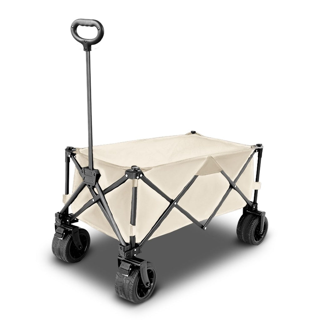 KILIROO Folding Wagon Trolley Cart with Wide Wheels and Rear Tail Gate ...